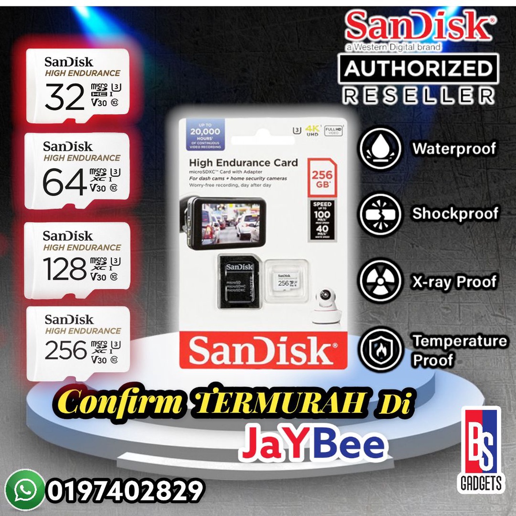 SanDisk High Endurance microSD Card for CCTV/Dashcam SDSQQNR - (32GB ...