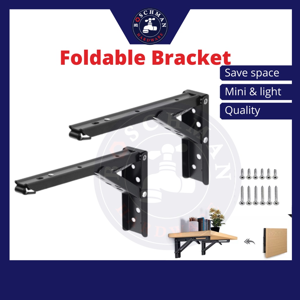 2pcs Foldable Bracket Folding Metal Wall Shelf Rack L Bracket F Type ...