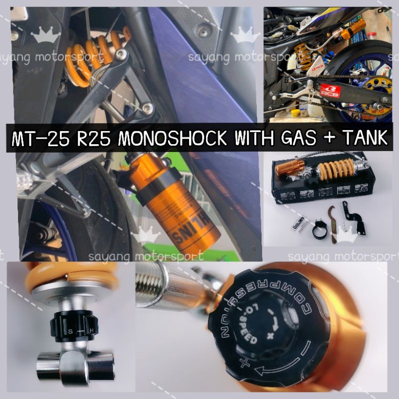 MT-25 R25 MONOSHOCK WITH GAS + TANK 275MM MONO MT25 R25 | Shopee Malaysia