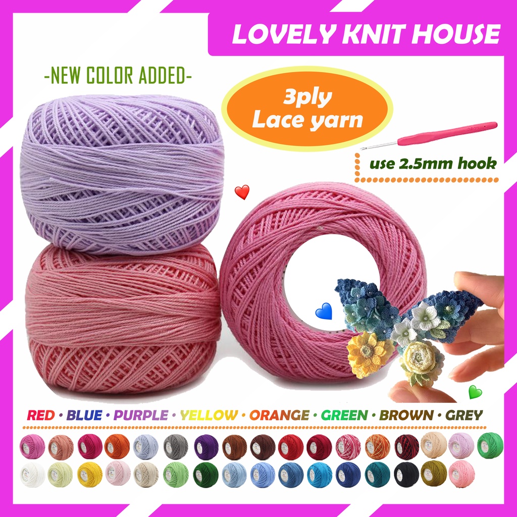 -NEW COLOR ADDED-36 Color 3ply Lace Yarn 50g/1ball Malaysia Ready stock ...