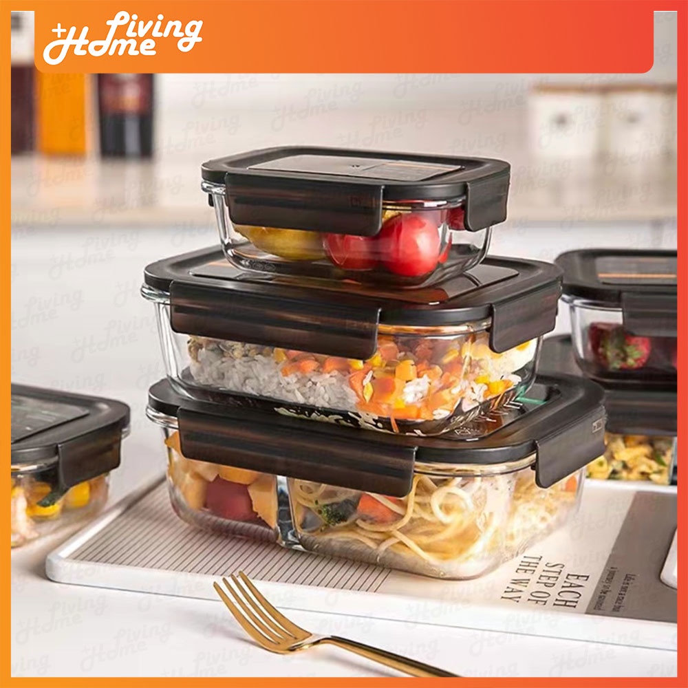 Airtight Heat Resistant Borosilicate Glass Container Food Storage ...