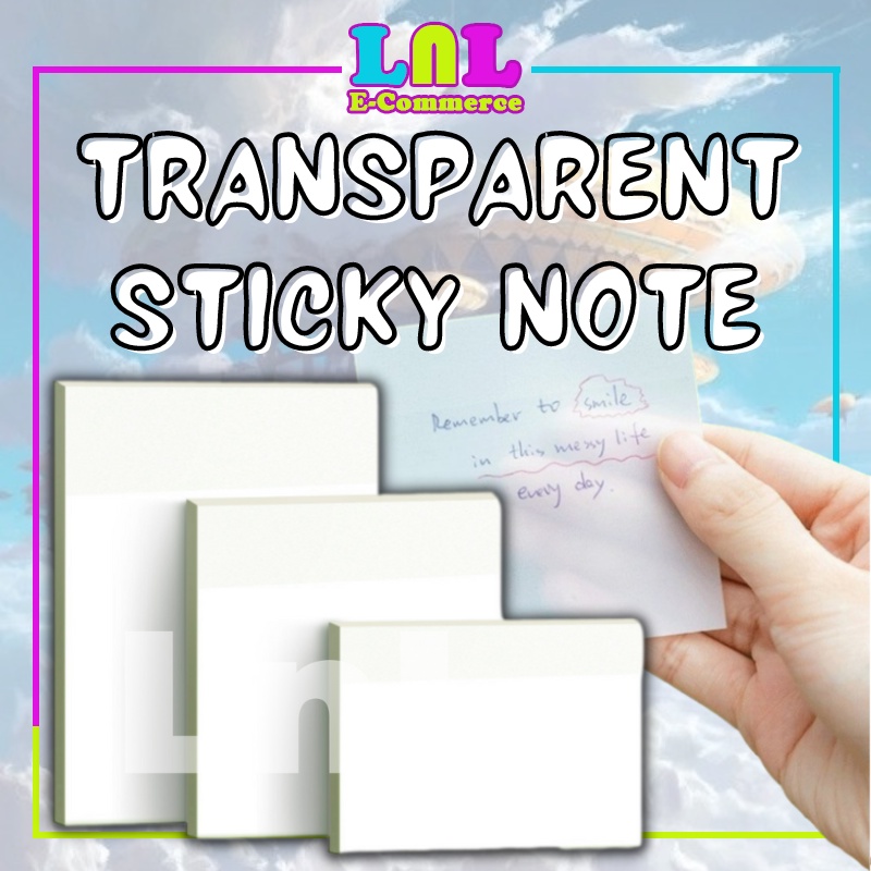 LNL Transparent Sticky Notes Transparent Memo Pad Notepad Transparent ...