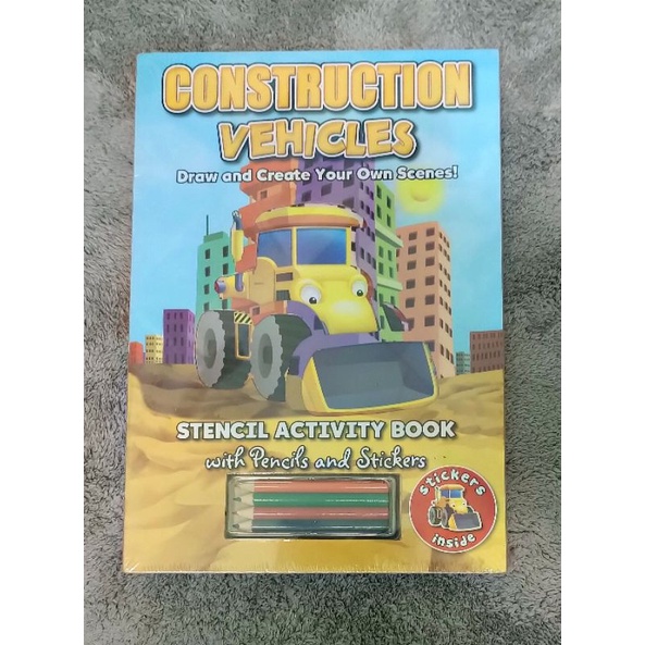 Construction Vehicles Stencil Activity Book | Shopee Malaysia