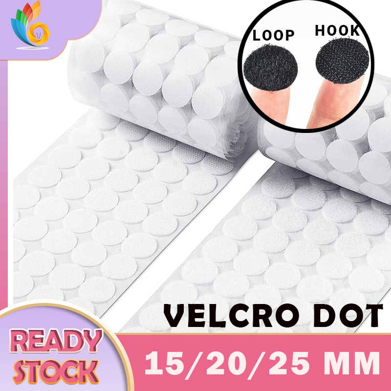 READY STOCK Self Adhesive Velcro Magic Tape Round Dot Hooks and Loops ...
