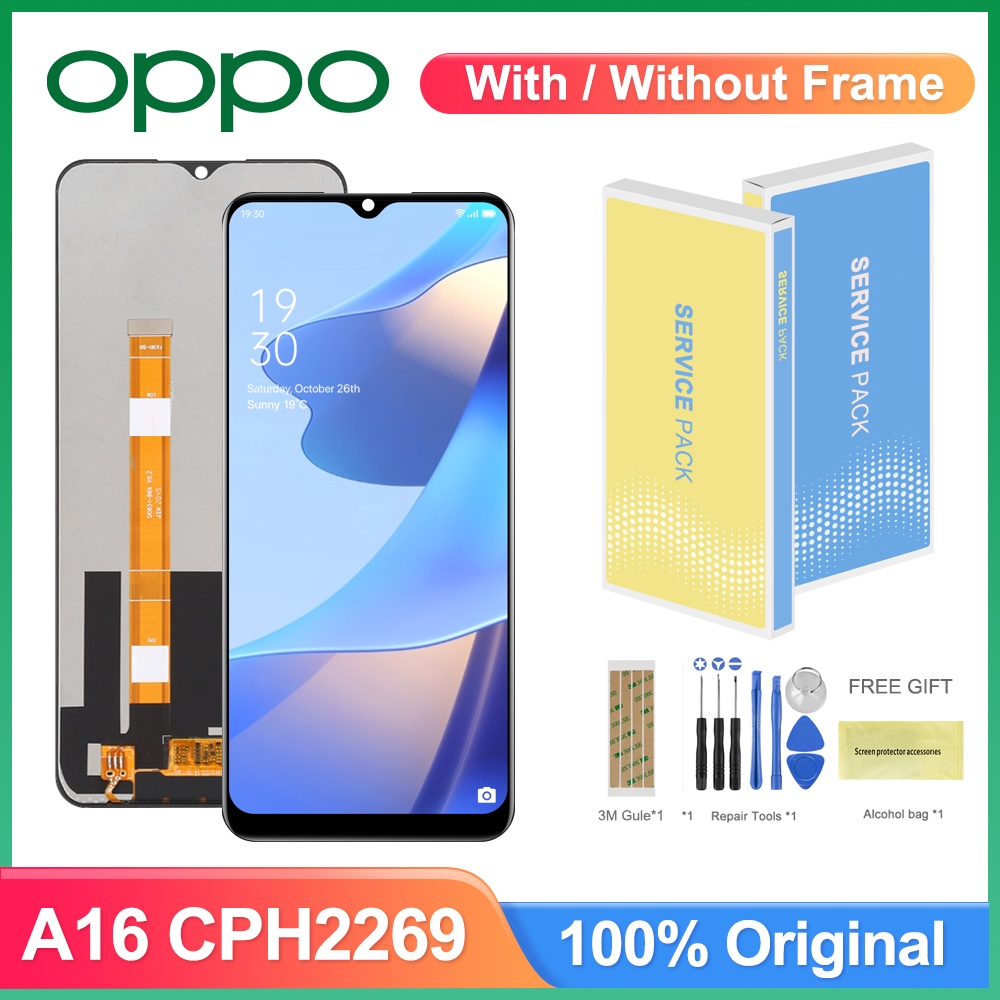 Original For OPPO A16 A16S LCD Display Touch Screen With Frame CPH2269 ...
