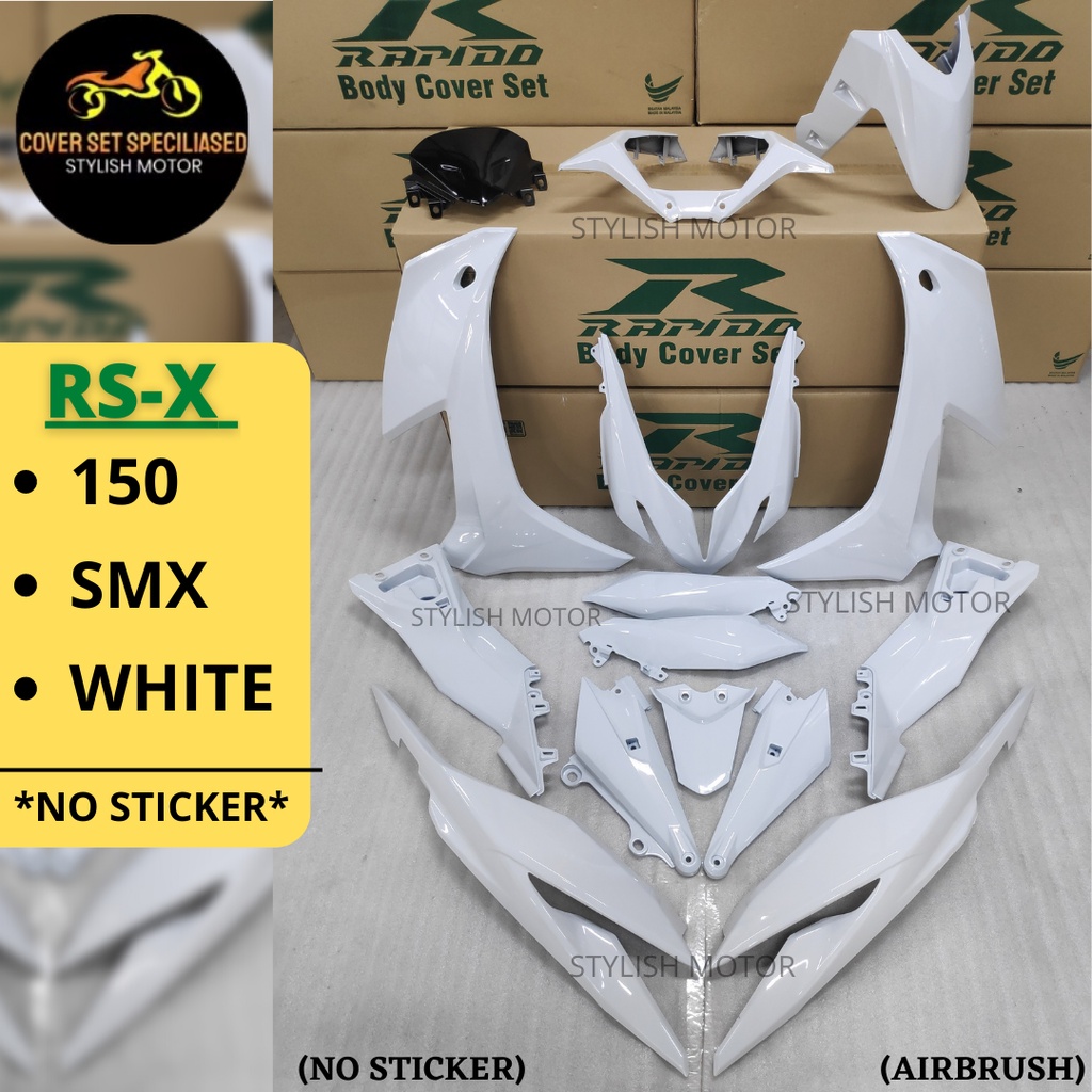(NO STICKER) RAPIDO COVER SET HONDA RS-X 150 RSX150 WHITE PLAIN COLOUR ...