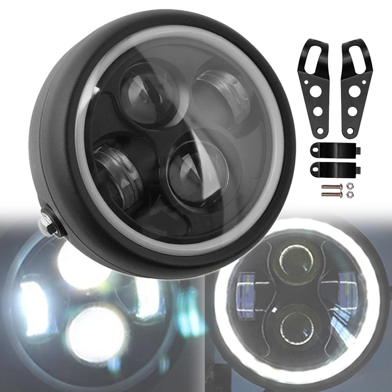 6.5" Motorcycle Universal LED Headlight Hi&Lo HeadLamp Bulb DRL With ...