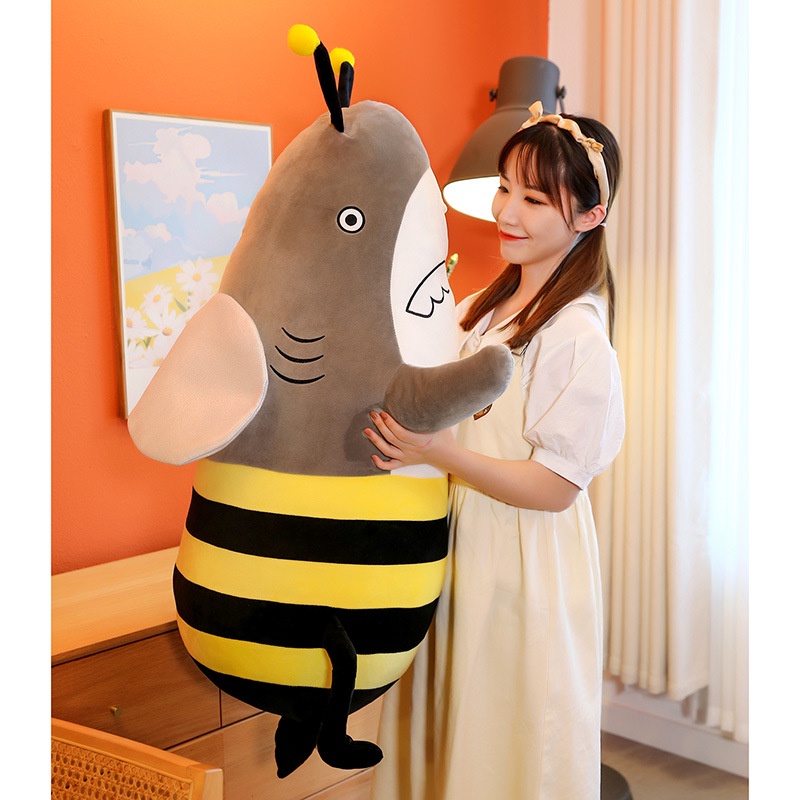 READY STOCK 35/65/110 CM Shark & Bee Plush Toy Children Throw Pillow ...