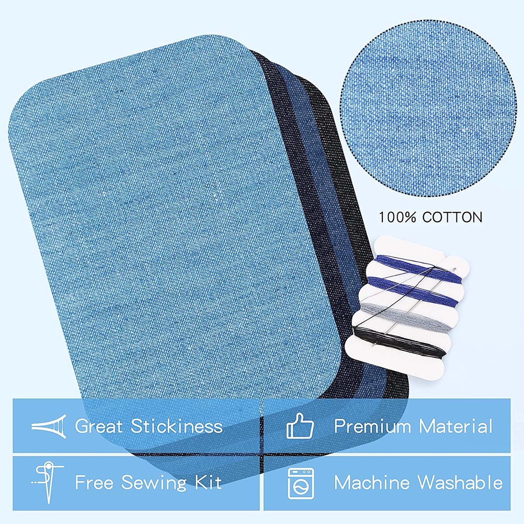 HTVRONT 20pcs Iron On Patches Denim Fabric Thin Cotton Fabric Sewing Jeans For Mending Repairing ...