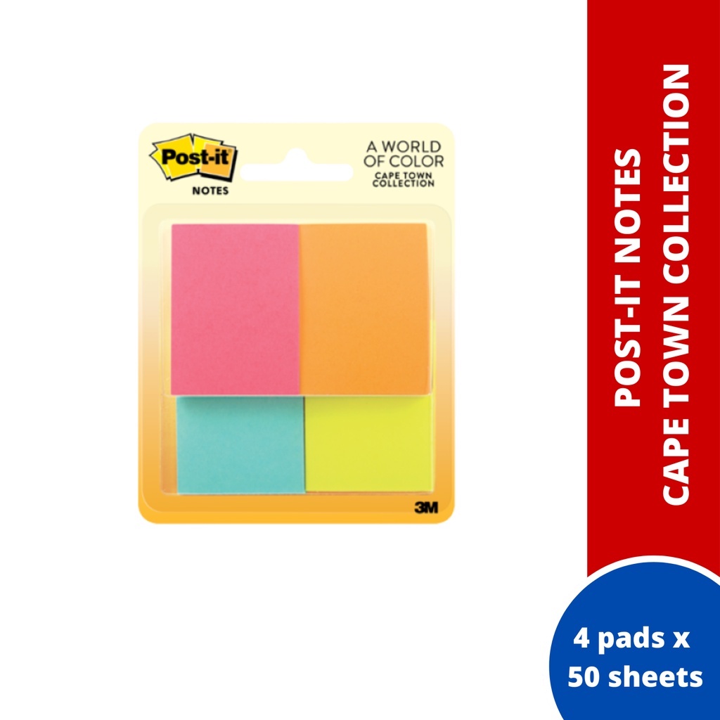 Post-it Notes 653-4AF Cape Town 1.5" x 2" | 4 Pads x 50 Sheets | Shopee ...