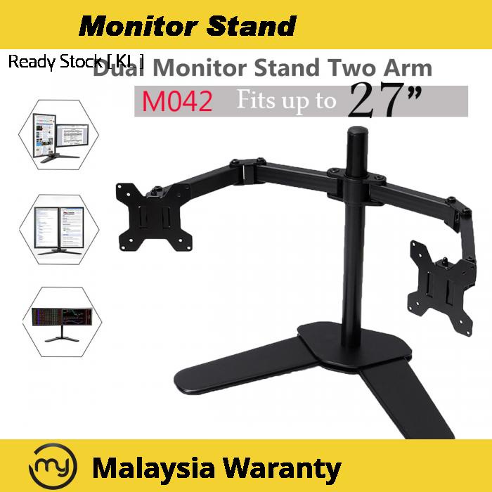 M042 Dual LCD LED TV Monitor Stand Two Arms Desk Mount Up to 27 inch | Shopee Malaysia
