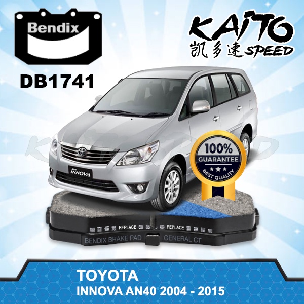 Bendix Front Brake Pad DB1741 Toyota Innova TGN40 AN40 KUN40 2004 2005 ...