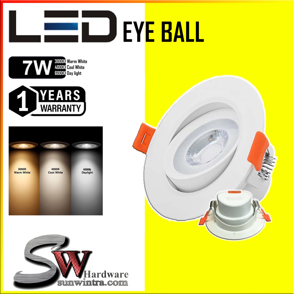 [1 Years Warranty] 7W LED Eye ball LED Recessed Eyeball Spotlight Round ...