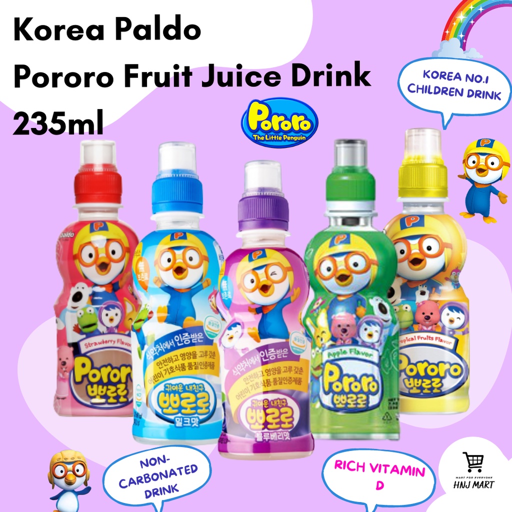 Korea Paldo Pororo Fruit Juice Drink 235ml 5 Flavor Non-Carbonated Children Drink | Shopee Malaysia