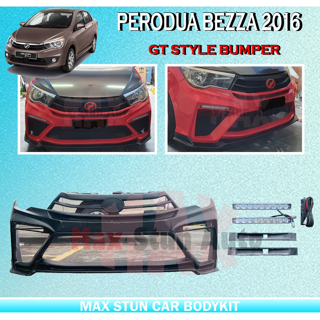 PERODUA BEZZA 2016-2019 GT BUMPER WITH LED DAYLIGHT (GT STYLE) FRONT ...