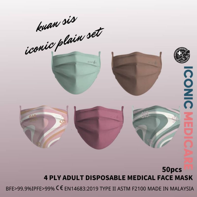 Iconic Medicare 4 Ply Medical Face Mask - kuan sis mix (50pcs) (Premium ...