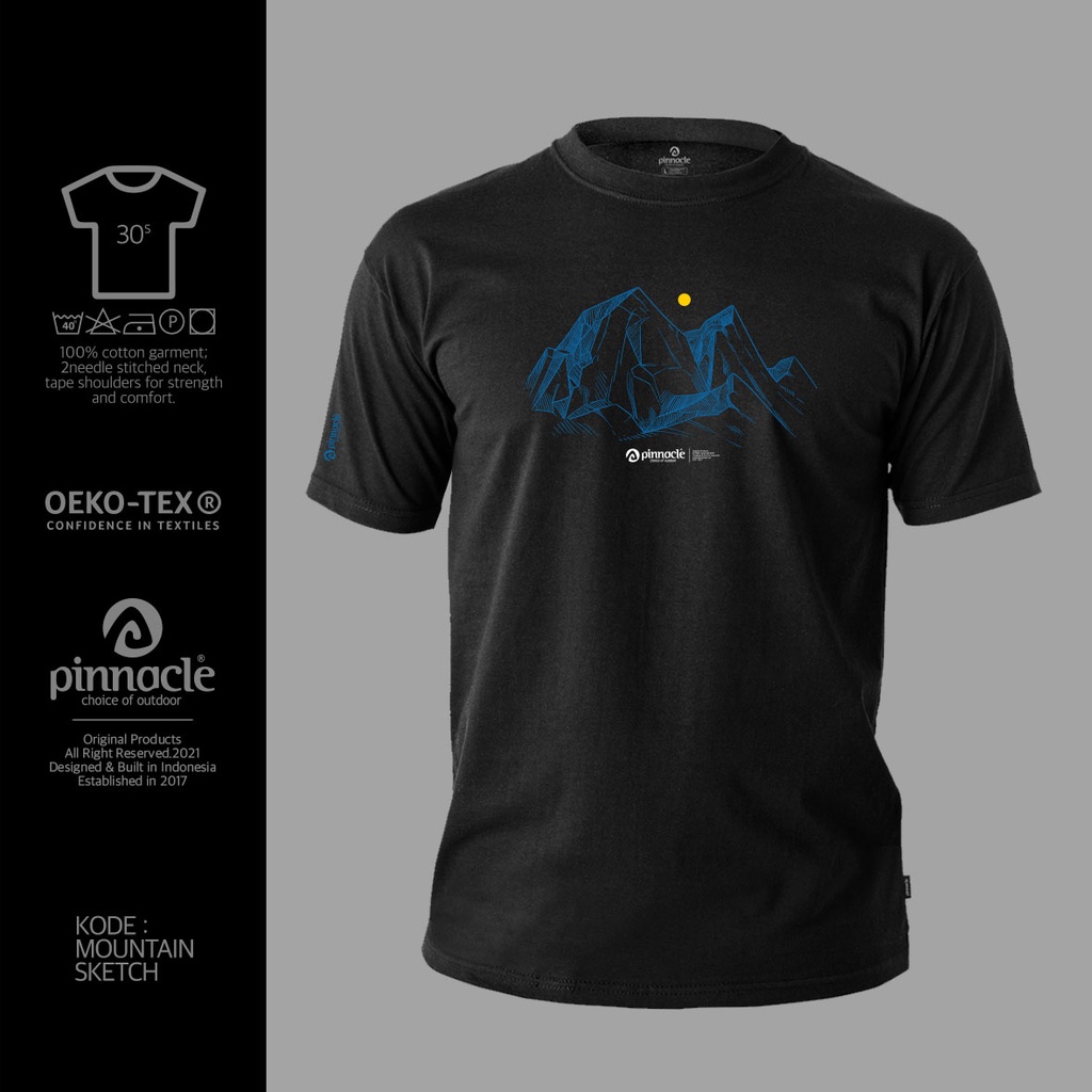 Pinnacle T-Shirt Mountain Sketch - Black | Shopee Malaysia