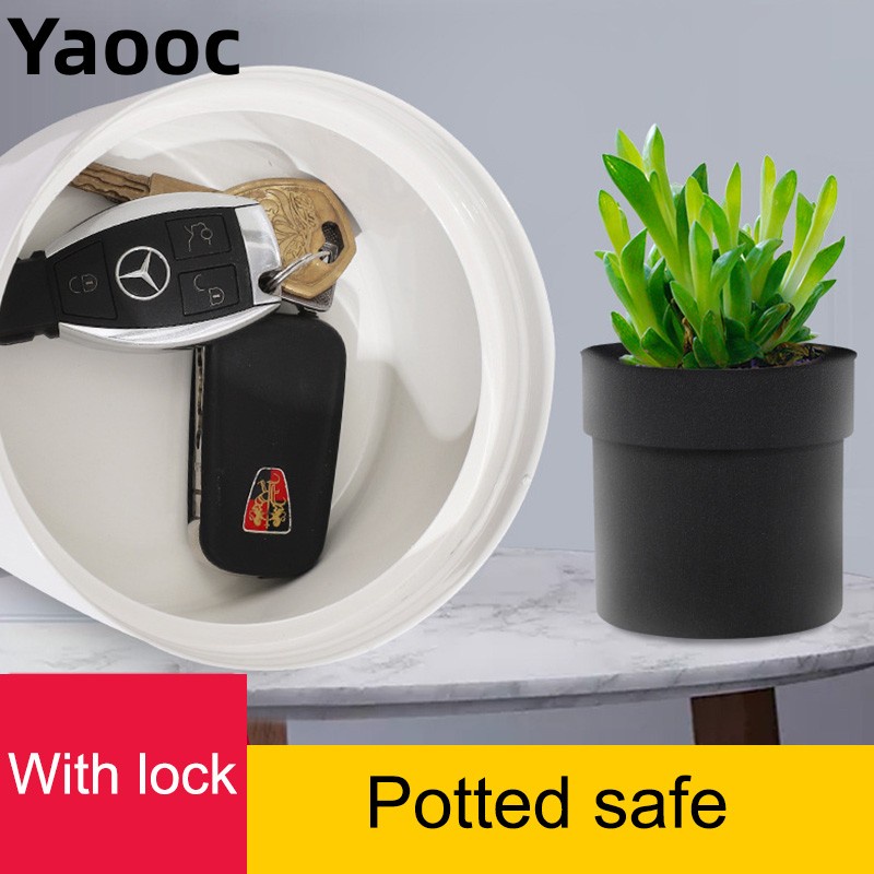 3 Color Hidden Safe Lock Box Flower Pot 2 Layer Hideaway Storage Plant ...