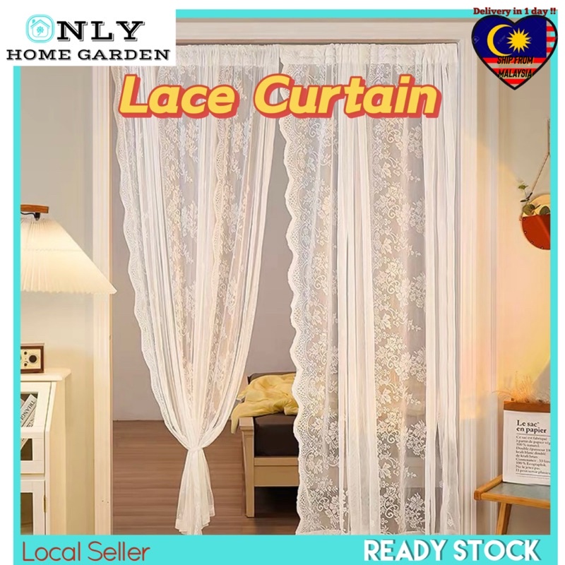 OnlyHomeGarden🔥FREE GIFT🔥 Lace Curtain Langsir for Sliding Door Window ...
