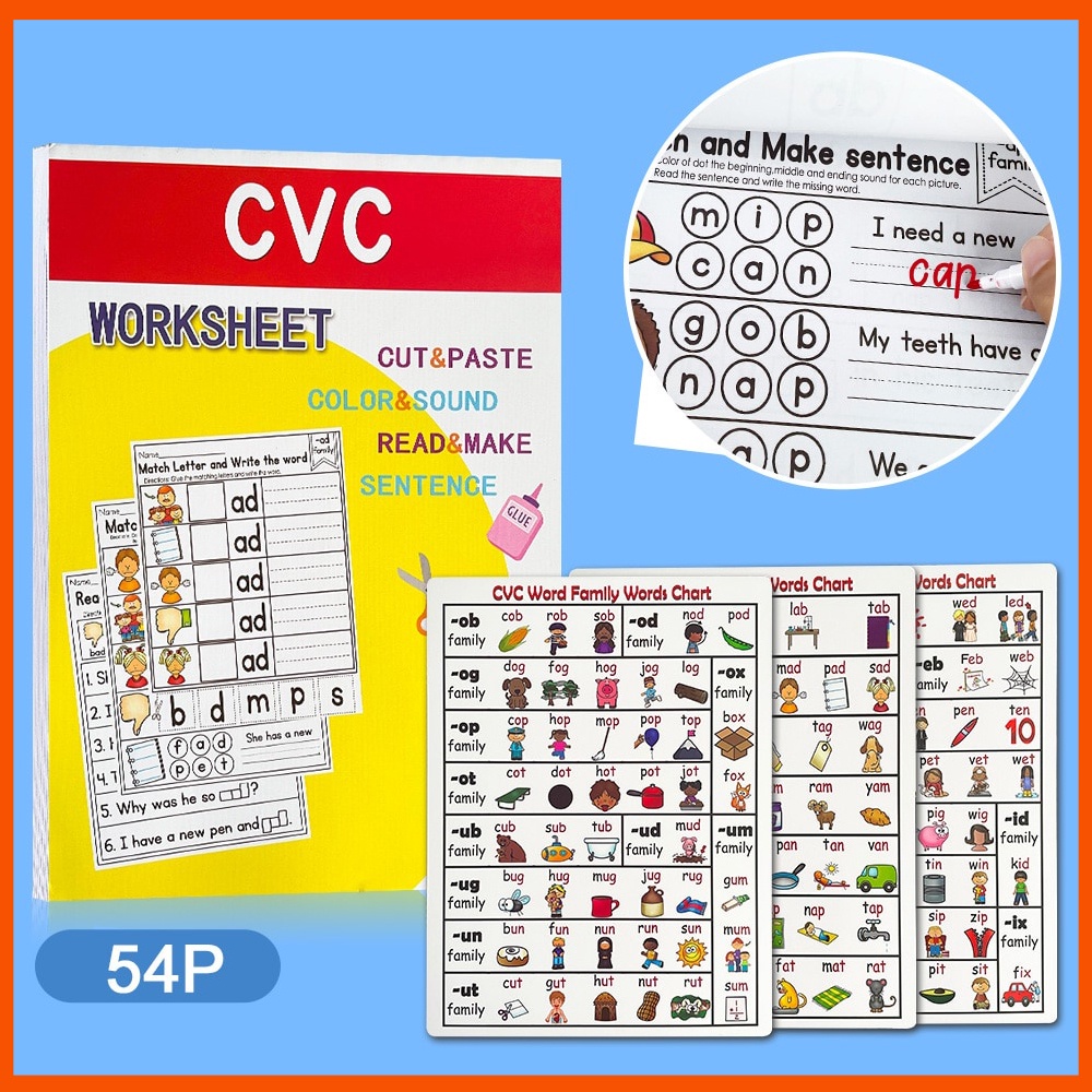 CVC Words Workbook: Simple Phonics Practice for Young Learners, CVC ...