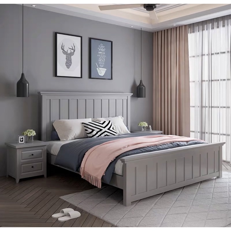 Katil American bed double bed 1.8 meters Nordic master bedroom high box ...