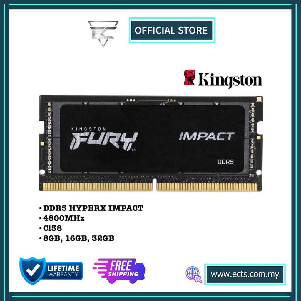 Kingston Fury Impact Ddr5 4800mhz 8gb 16gb 32gb Cl38 Sodimm Ram