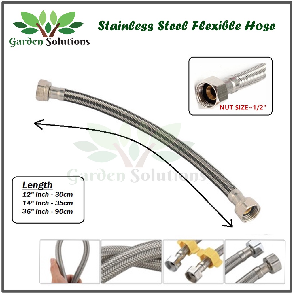 Stainless Steel Braided Flexible Hose 1/2" | Shopee Malaysia