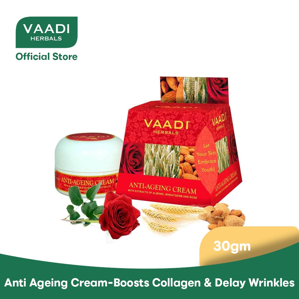 VAADI Anti Ageing Cream with Almond-Rose, Wheatgerm Boosts Collagen ...