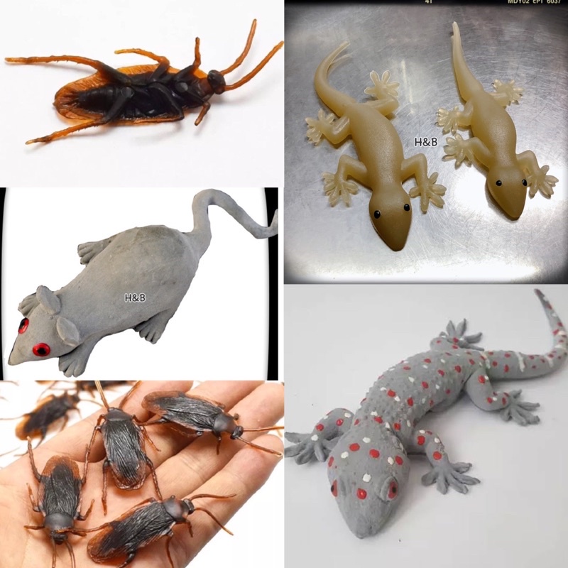 Gecko Lizard Cockroach Rat Chicken Acorns Rubber Toys Pretend People ...