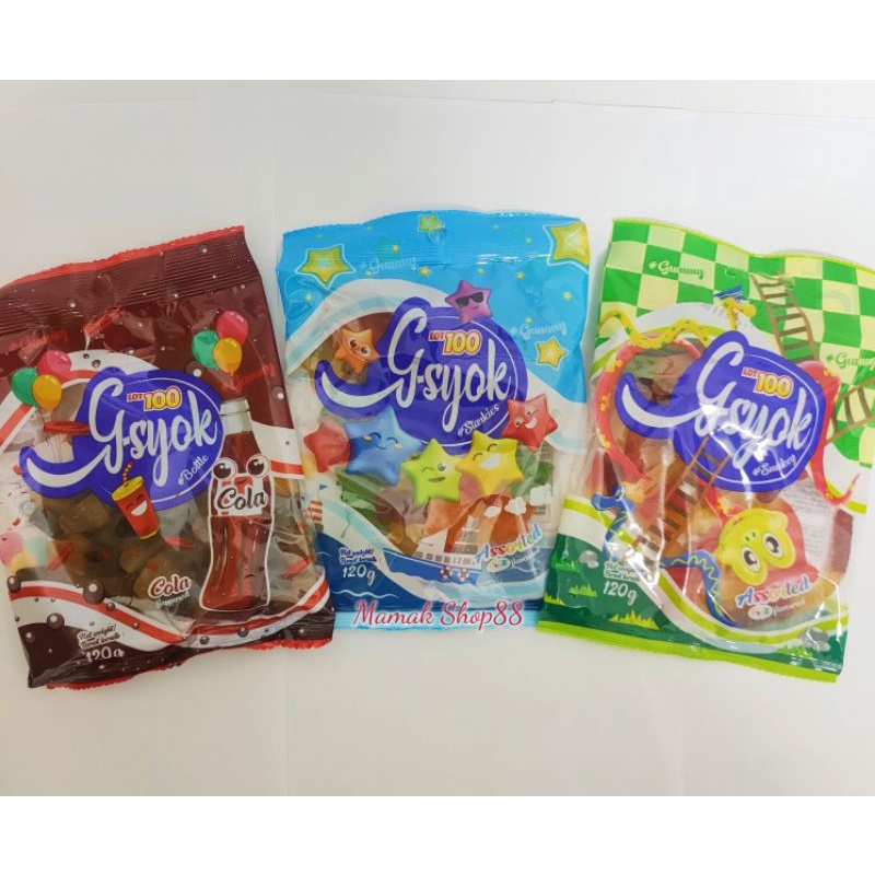 Lot 100 G-Syok Gummy 120g Assorted Fruit/Cola Flavour (HALAL) | Shopee ...
