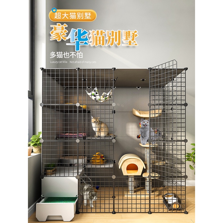 toCat Cage Super Large Free Space Cat Villa Home Indoor Cat House Multi ...