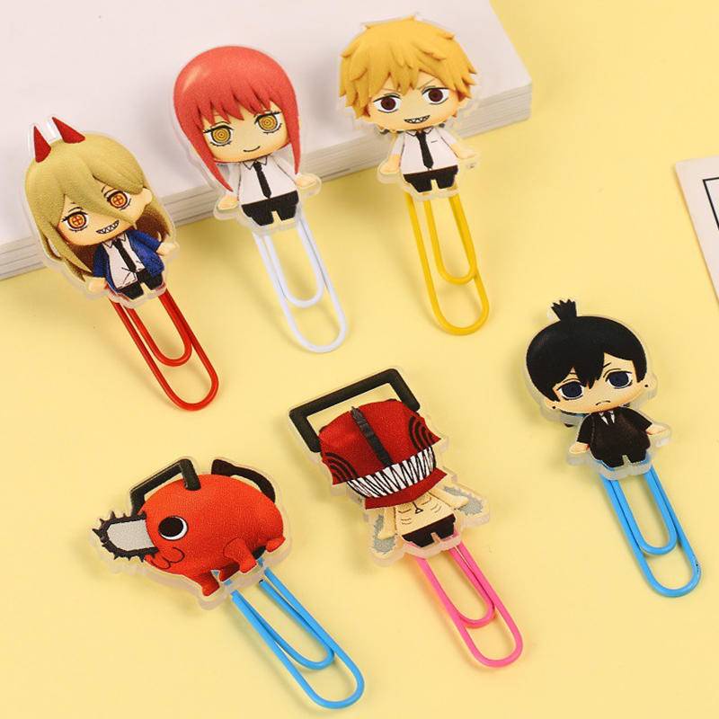 6 Styles Anime Chainsaw Man Metal Paper Clip Office Lady Style School ...