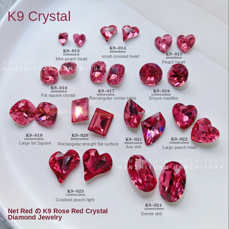 K9 rose red crystal manicure and diamond jewelry / Drunken Red Heart ...