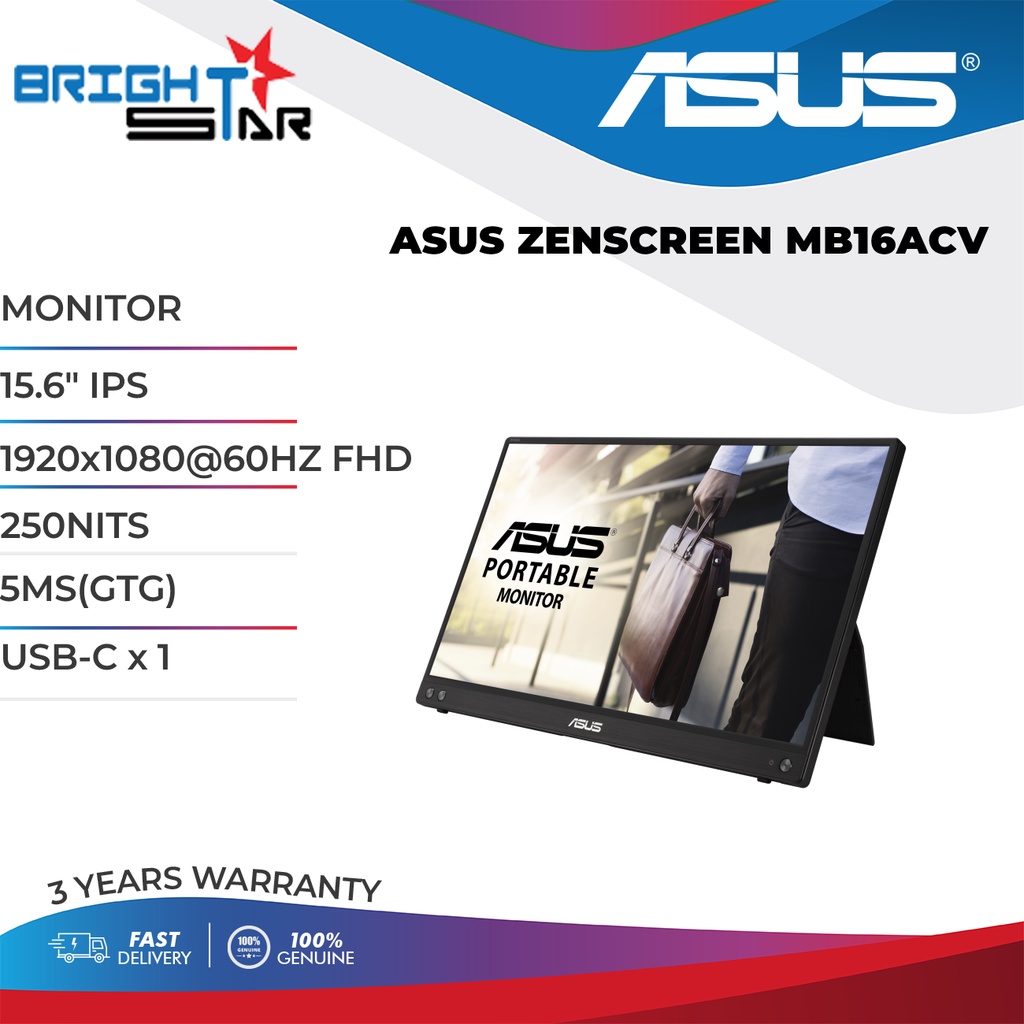 ASUS ZenScreen MB16ACV Portable USB Monitor (15.6 Inch / 1920 x 1080 / IPS / 60HZ ) | Shopee ...