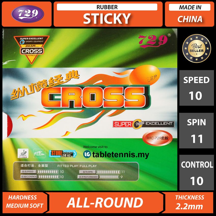 729 Cross RITC-729 Sticky Elastic Table Tennis Rubber Getah Ping Pong ...