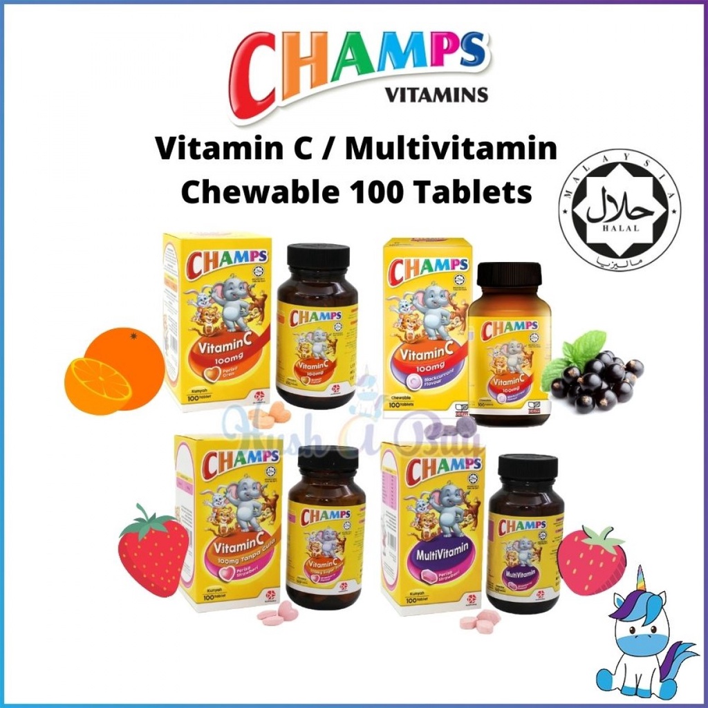 CHAMPS MULTIVITAMIN STRAWBERRY CHEWABLE 100 TABLET | Shopee Malaysia