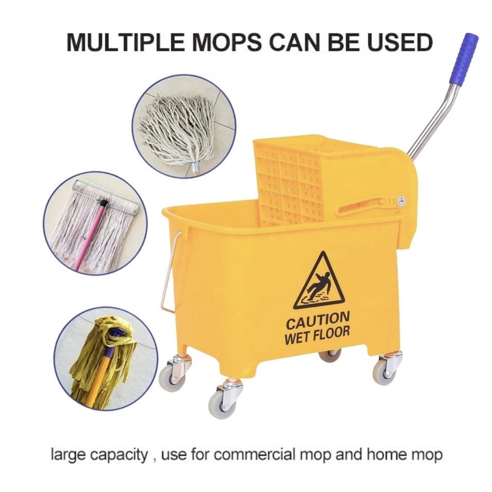 Mop Cart Bucket c/w Wheel Castor 20L/Troli Baldi Perah /Tong Mop Beroda ...