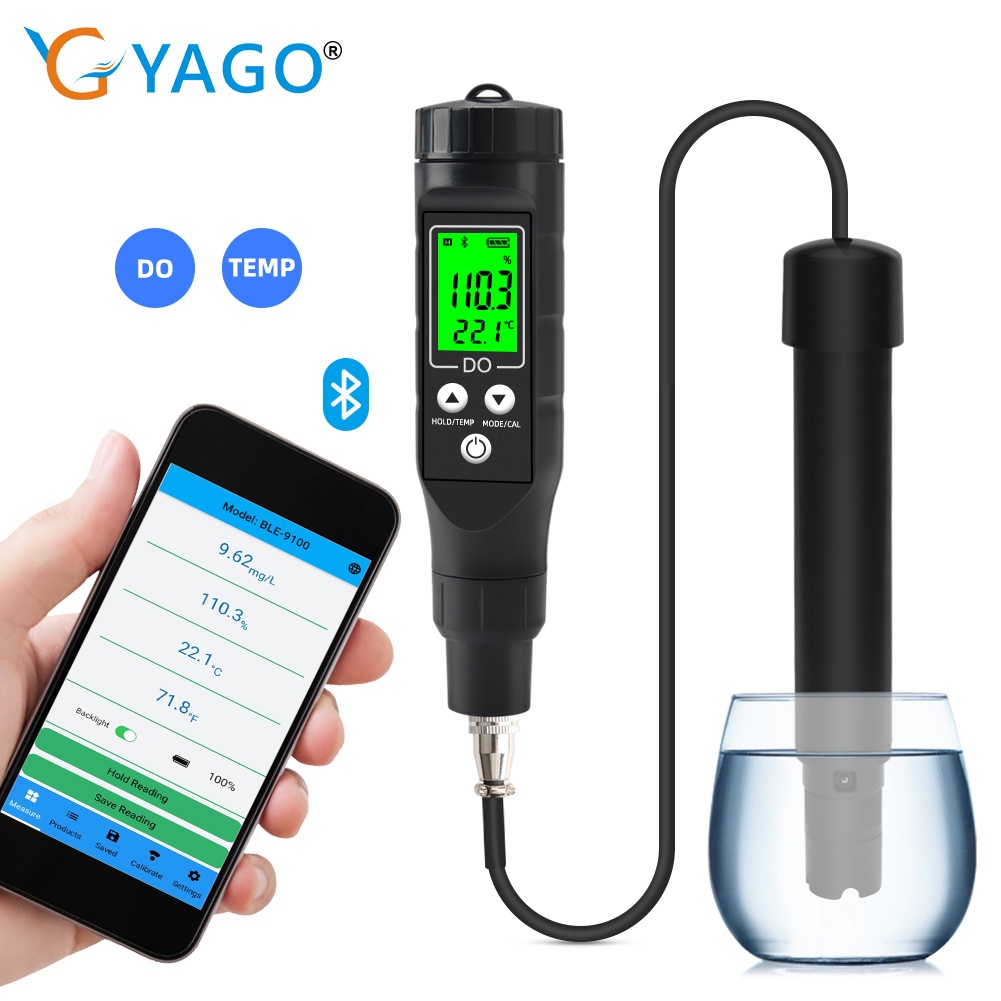 YAGO Smart Bluetooth Dissolved Oxygen Meter Digital Dissolved Oxygen Analyzer 0.0-40.0mg/L 0.0 ...