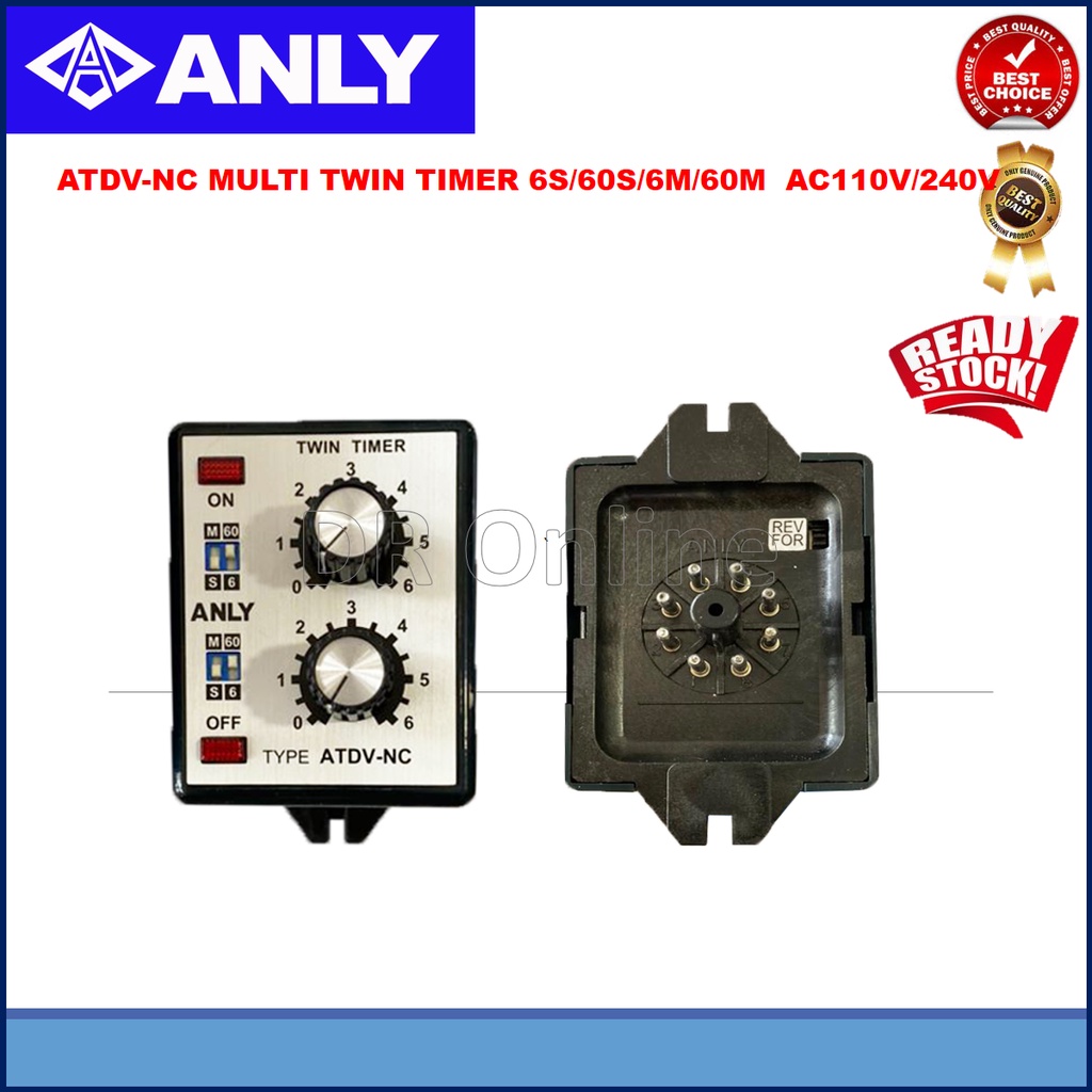 ANLY MULTI RANGE TWIN TIMER ATDV-NC 240VAC ~ 6S/60S/6M/60M, (A-ATDV-NC ...