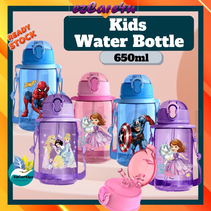 Kids Bottle BPA Free 650ml Marvel Disney Water Bottle Kids Water Bottle With Straw Botol Air ...
