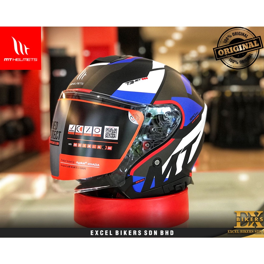 MT HELMET OF504SV THUNDER 3 SV JET DISPLACER F5 MT. PEARL RED/MT OPEN ...