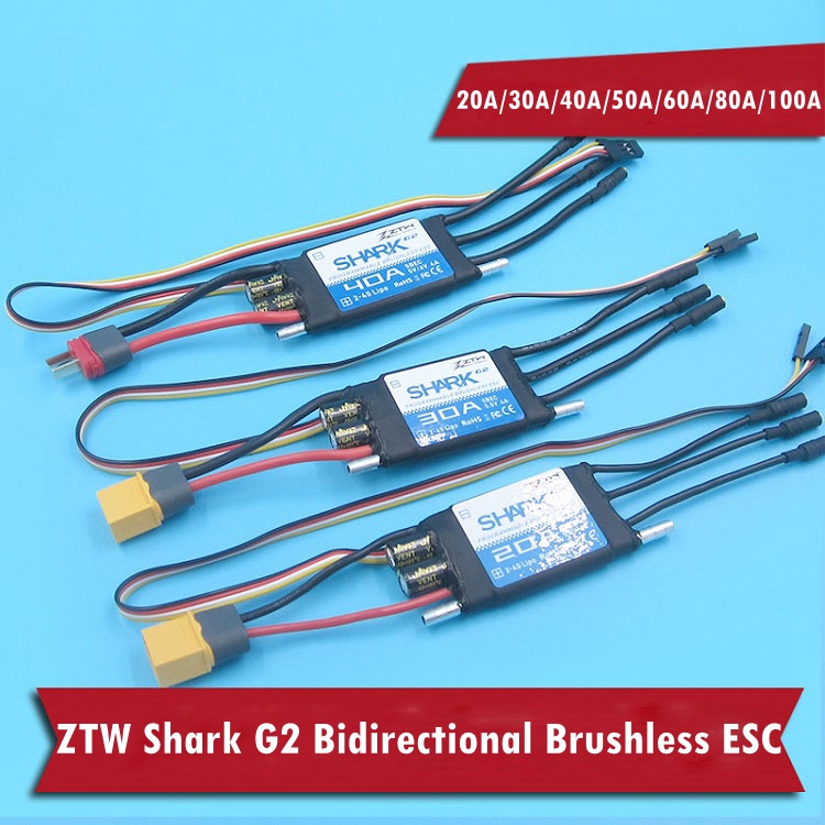 ZTW Shark G2 Brushless ESC 30A/40A/50A/60A/80A/100A 2~4S/6S Water ...
