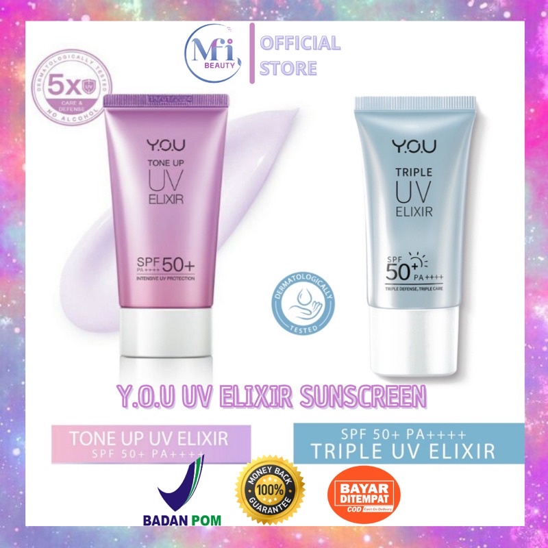 MFI - YOU TRIPLE UV ELIXIR SUNSCREEN GEL TONE UP UV ELIXIR HYALURONIC ACID SPF 50+ PA ...