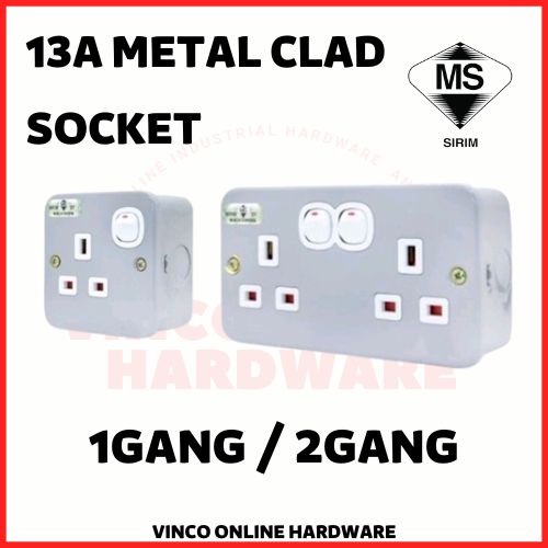 2 Gang Double Metal Clad Socket 13AMP 2 Way Switched Socket Switch ...