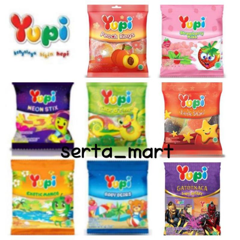 Yupi Gummy Candies 45gr - Yupi Candy Jelly Strawberry Kiss/Neon/Bears ...