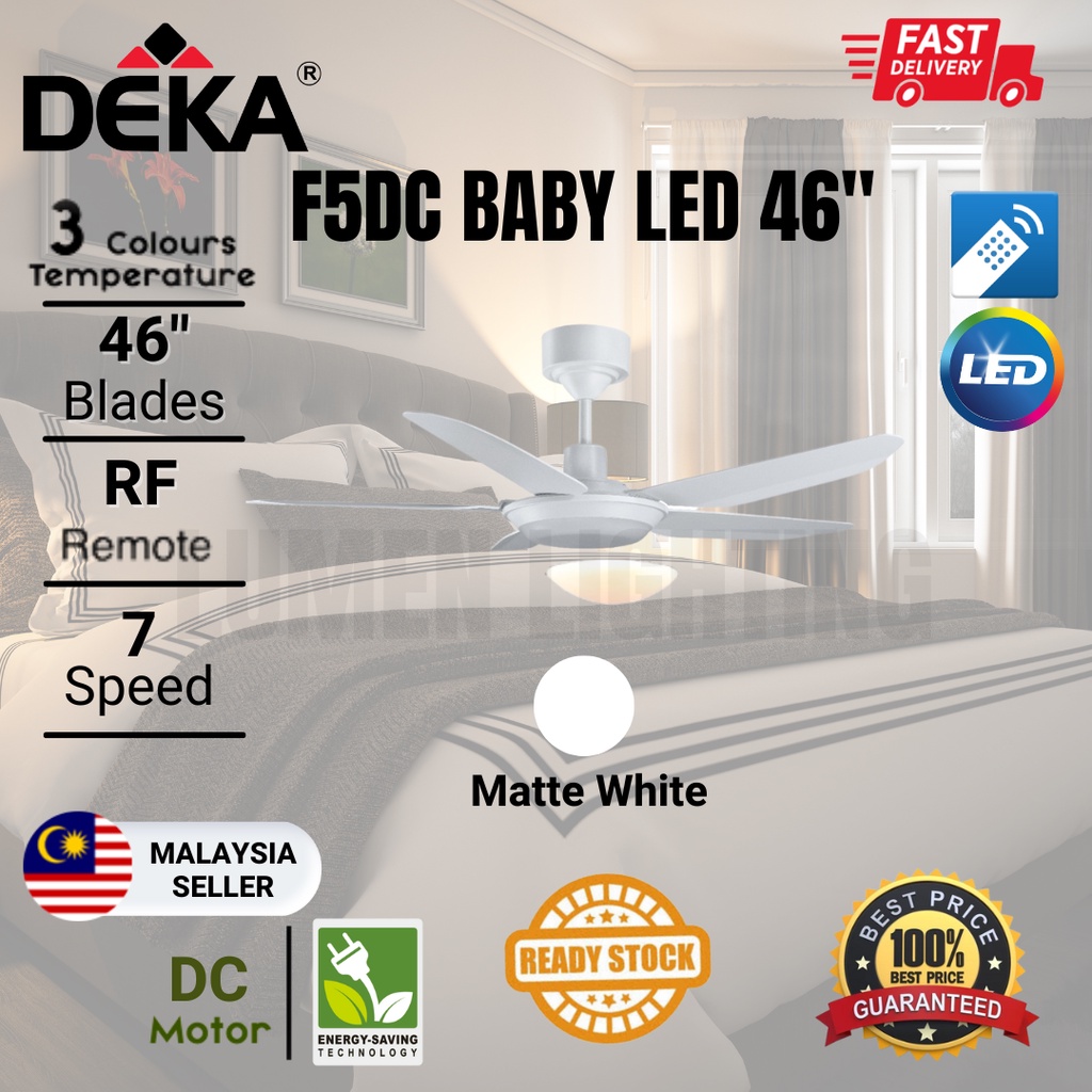 (New Model) DEKA Ceiling Fan F5DC F5DCL 56" 46" DC Motor 14 Speed With ...