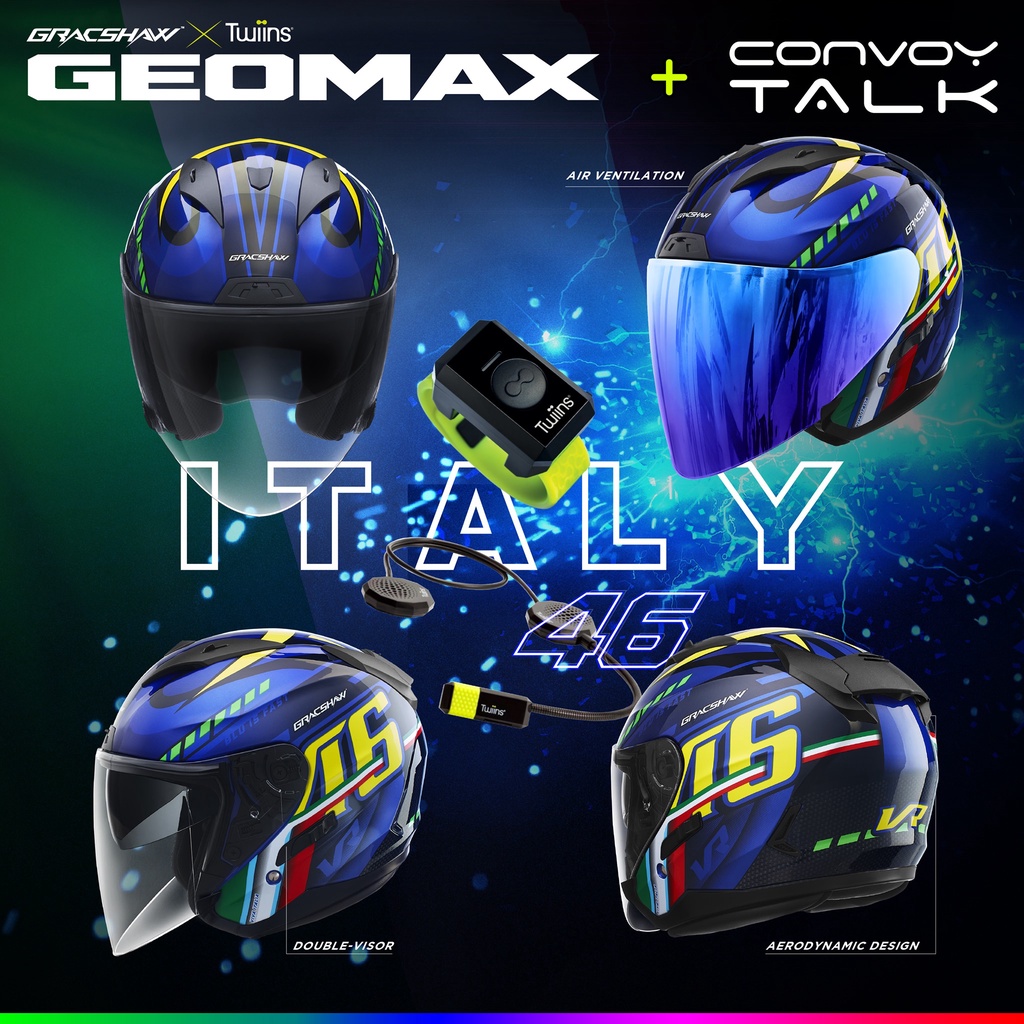 Gracshaw Helmet Geomax G555 Italy Double Visor/Open Face Helmet/Premium ...