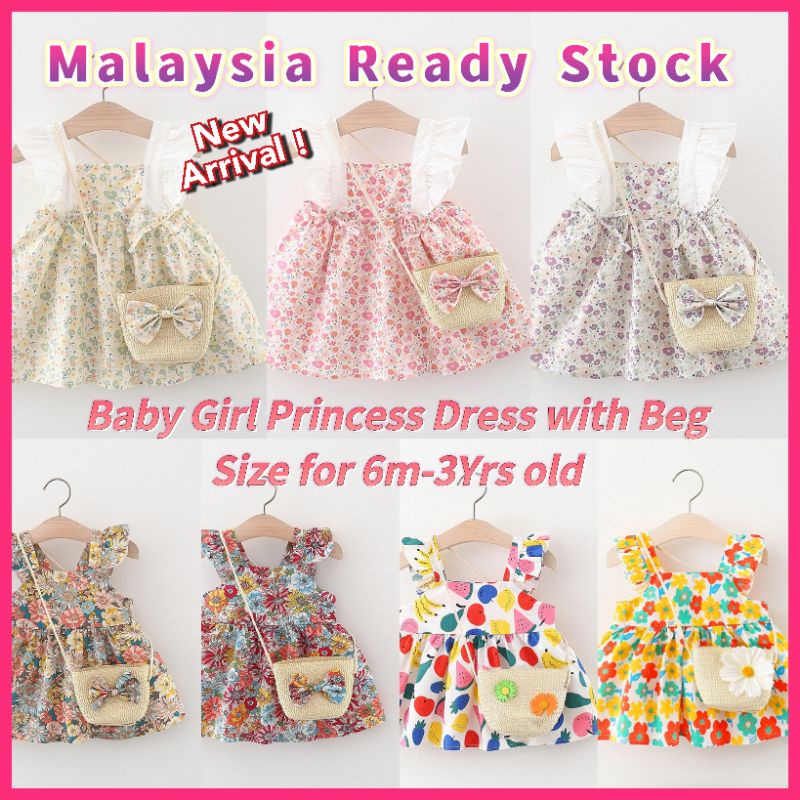 🎀Best Selling🎀 6m-3Y 2 in1 Baby girl Princess Dress with Beg/ Girls ...