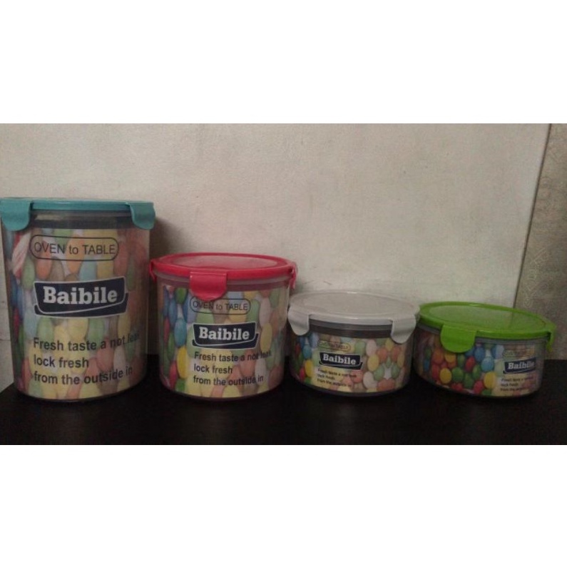 Circle Airtight Dry food Container Jar Canister Transparent Storage ...