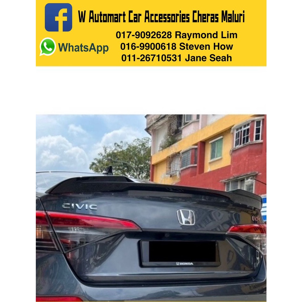 READY STOCK -HONDA CIVIC FE 2022 RS SPOILER GLOSSY BLACK | Shopee Malaysia